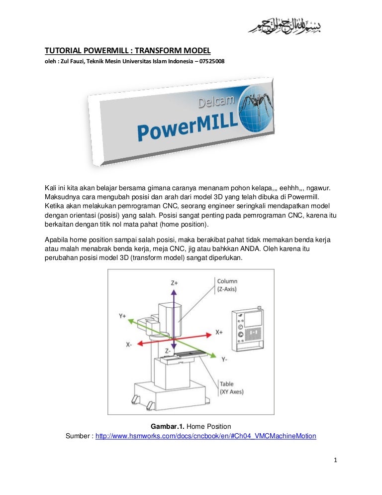 Tutorial Powermill Transform Model
