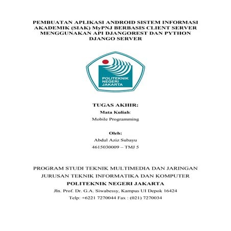 Tutorial Aplikasi android client server menggunakan REST API Django | PDF