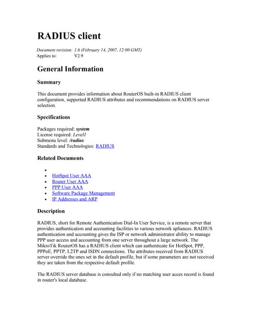 Tutorial Radius Client Mikrotik Doc Computer Networking Computing