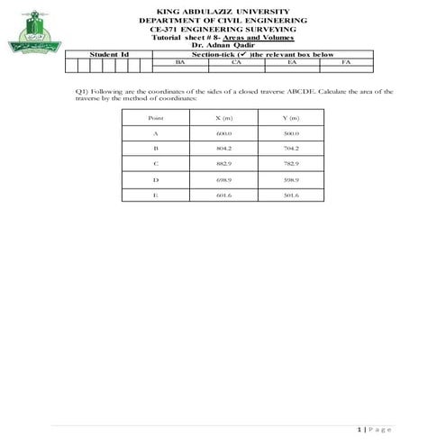 Tutorial sheet 8 area and volumes | DOCX