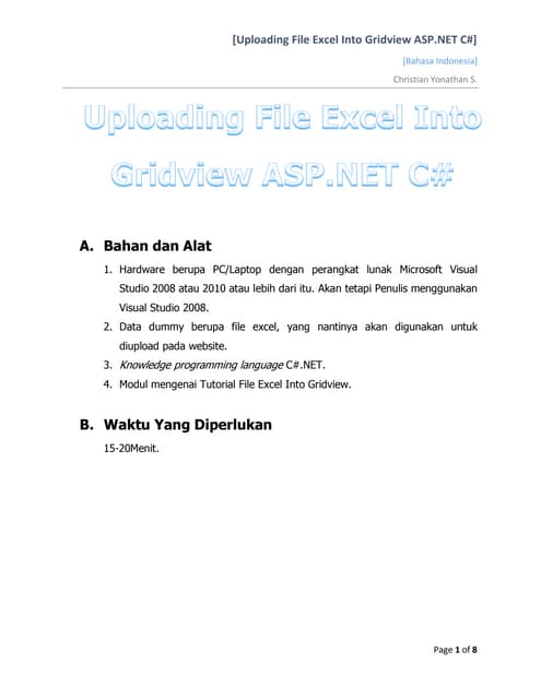 Tutorial Upload File Excel Into Gridview Aspnet 0215