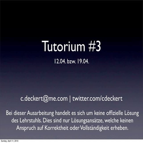 Tutorium 3 | PPT