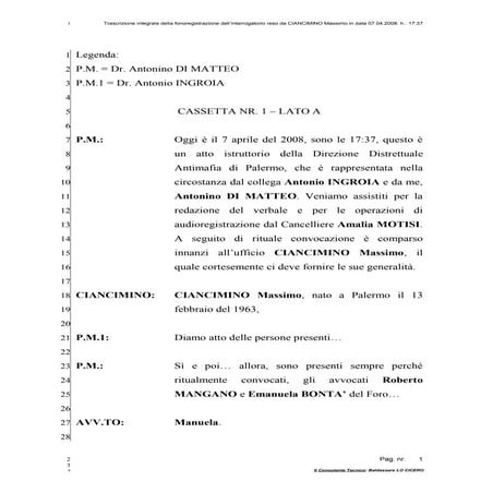 Tutti I Verbali Degli Interrogatori Di Massimo Ciancimino | PDF
