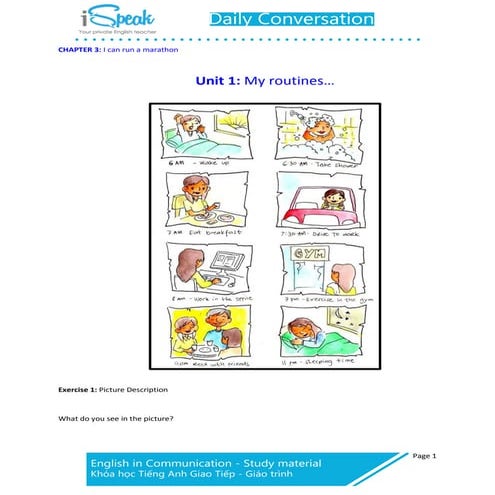 Chapter 3 unit 1. my routines... | PDF