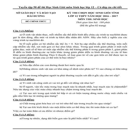 Tuyen tap 50 de thi hsg sinh 12 | PDF