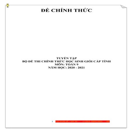 Tuyen tap bo de thi chinh thuc hsg toan 9 cap tinh ca nuoc 2020 2021 | PDF