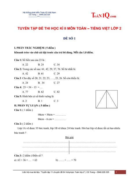 De thi-on-tap-cuoi-hk1-toan2 | PDF