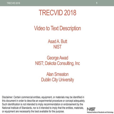 [TRECVID 2018] Video to Text | PPT