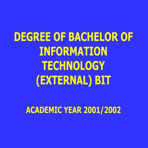 Preparing for BIT – Introduction to Semester 3 2001 | PPT