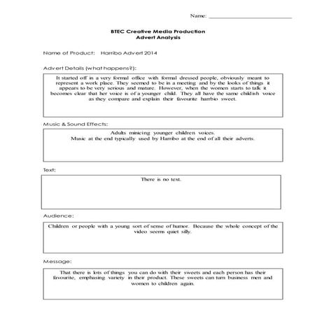 4 tv advert analysis | DOCX