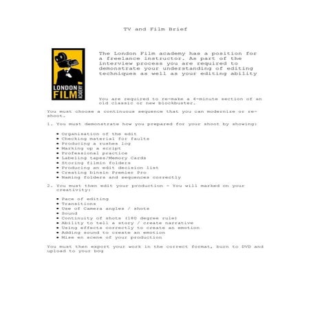 Tv and film brief | DOCX