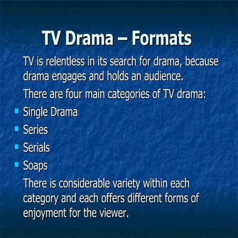 Tv Drama Formats | PPT