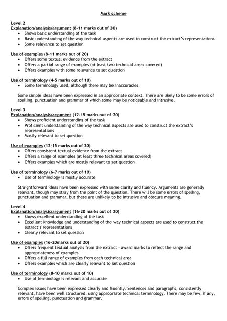 Section a marks & mark scheme | PPTX | Education