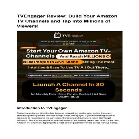 TVEngager Review - Build Your Amazon TV Channels and Tap into Millions ...