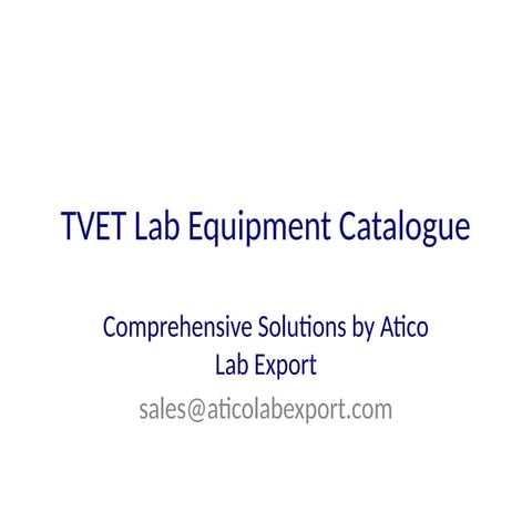 21 Essential TVET Lab Equipment List for Industrial Training | PPT