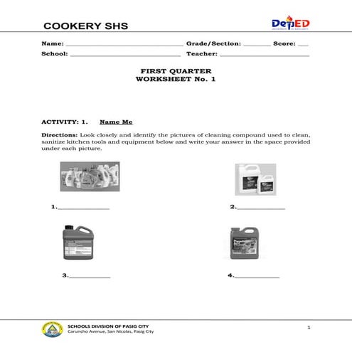 Tvl cookery - q1 - dw1 | PDF