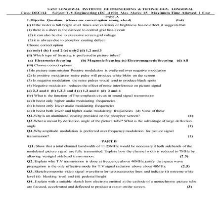 Tv question paper | DOCX