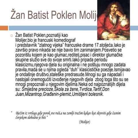 Žan Batist Poklen-Molijer "TVRDICA" | PPTX