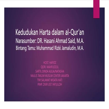tvri - kedudukan harta dalam al-Qur'an - by Hasani Ahmad Said, 3 Nov ...
