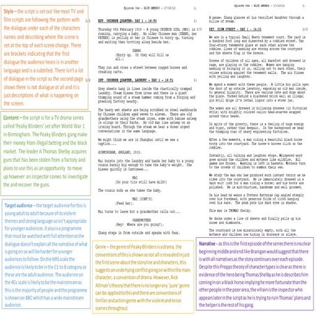 Tv script annotations | DOCX