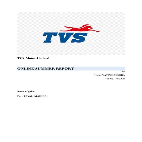 TVS MOTOR ONLINE SUMMER REPORT | DOCX