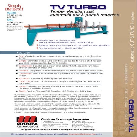 Original Sales Brochure for Modra Tvt | PDF