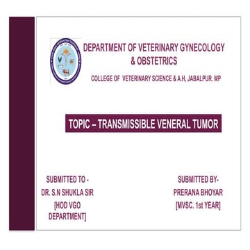 Canine Transmissible Venereal Tumor (TVT) | PPTX