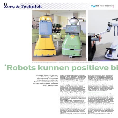 Robots kunnen positieve bijdrage leveren aan de zorg - Technisch ...