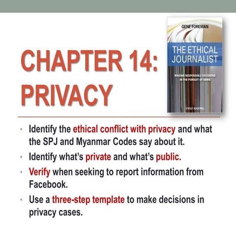 Chapter 14 - Privacy - JNL-2105 - Journalism Ethics - Professor Linda ...