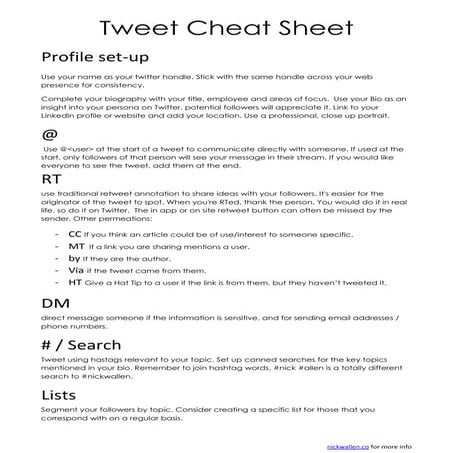The Tweet Cheat Sheet | PDF