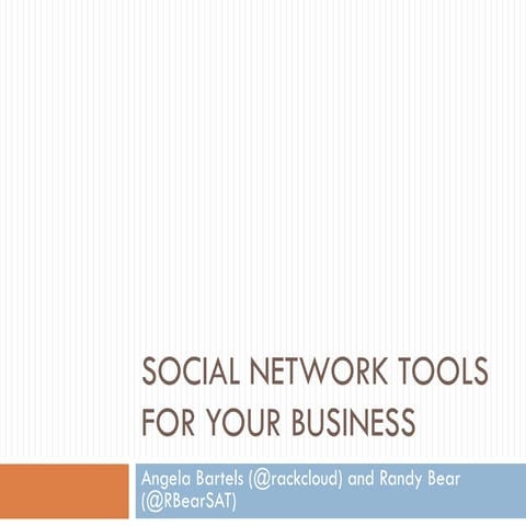 Using Social Network Tools for Your Business | PPT