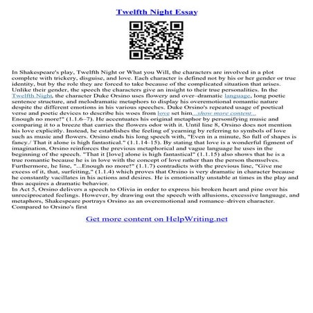 Twelfth Night Essay Questions | PDF | Drama | Genres