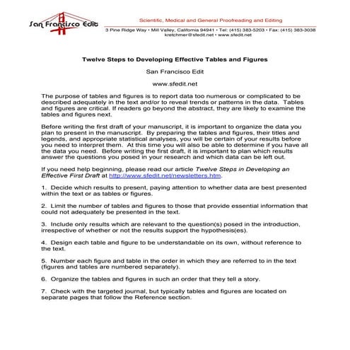 Twelve Steps To Developing Effective Tables And F Igures | PDF
