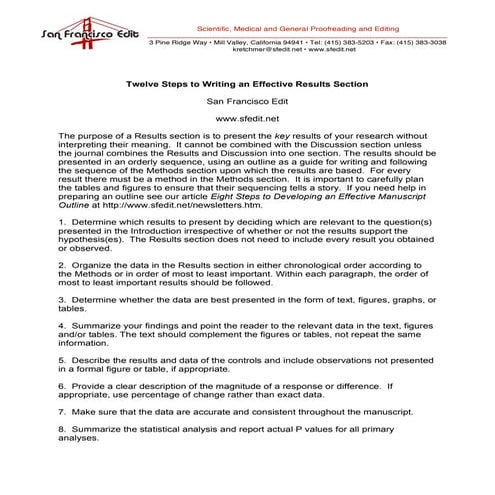 Twelve Steps To Writing An Effective Results Section | PDF
