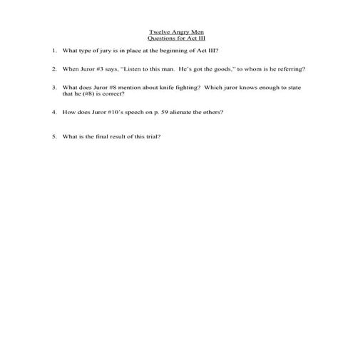 Twelve angry men act iii | DOC | Law