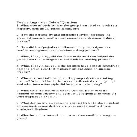 Twelve Angry Men Debrief Questions1. What type of decision was.docx