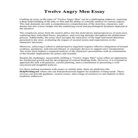 12 Angry Men Essay | PDF