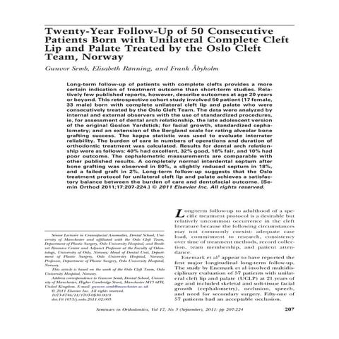 Twenty year follow-up of 50 consecutive patients born with unilateral ...