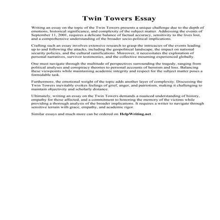 Twin Towers Essay | PDF