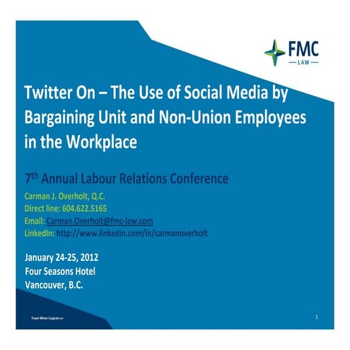 Twitter On The Use of Social Media by Bargaining Unit and Non Union ...