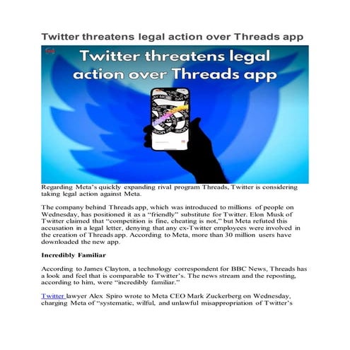 Threads App Get Legal Action Threats From Twitter The Enterprise