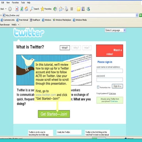 Twitter tutorial old | PPT | Internet | Computing