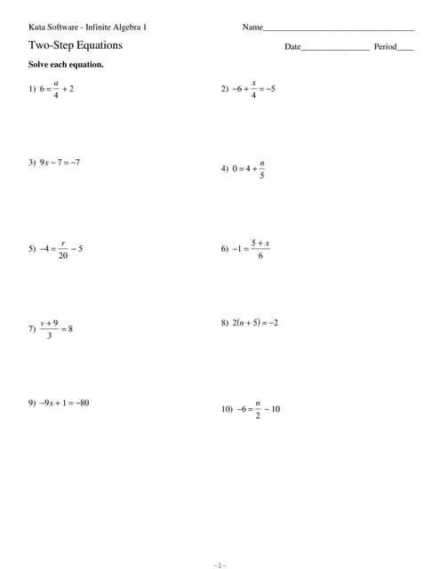 Solving 2 Step Equations | Ppt