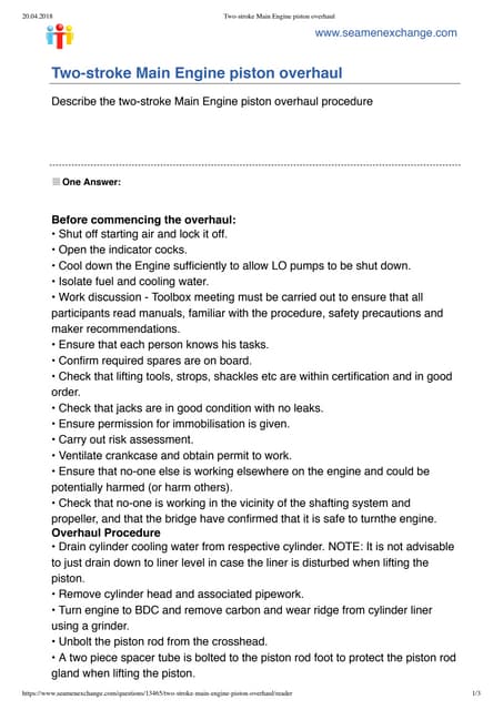 Crosshead & trunk engines | PDF