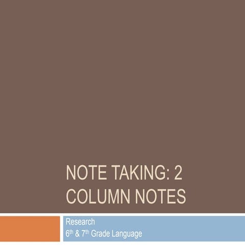 Two Column Note Taking: Organize Research Notes | PPT