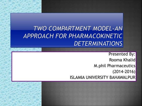 Expt. 13 Calculation of pharmacokinetic parameters from a given data | PPT