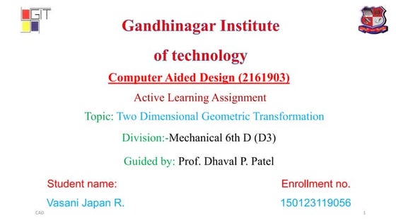 Computer graphics basic transformation | PPTX