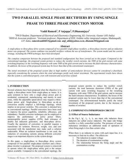 Two Parallel Single Phase Rectifiers By Using Single Phase To Three