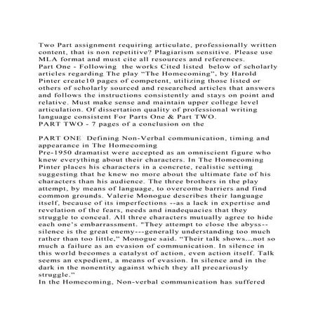 Two Part assignment requiring articulate, professionally written c.docx