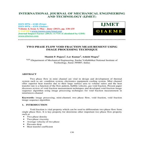 Two phase flow void fraction measurement using image processing | PDF